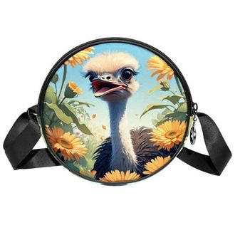 Generic Sac &agrave; bandouli&egrave;re rond pour femme, petit sac &agrave; bandouli&egrave;re avec fermeture &eacute;clair et bretelles r&eacute;glables style d&eacute;contract&eacute; pour femmes et filles