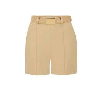 Elisabetta Franchi Femme, Shorts, Brun, Taille: 36 FR Shorts en Tissu Technique Bi-&eacute;lastique avec Ceinture
