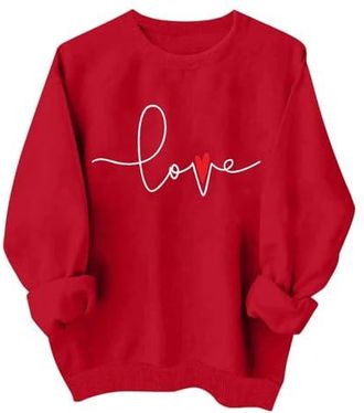 Generic V&ecirc;tements batik pour femme - T-shirt imprim&eacute; amour mignon - Coupe ample - Manches longues - Col rond - Pull - Gilet pour homme - Sportif, Bordeaux, XX