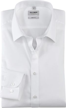Olymp Herren Businesshemd Langarm Level Five,Männer,Einfarbig,body fit,New York Kent,weiss 00,37
