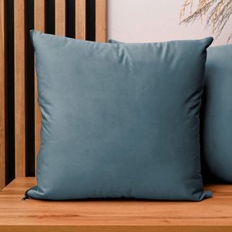 MG Design 2er Set Kissenbez&uuml;ge 45 x 45 cm in Blau - mit Rei&szlig;verschluss, samtig-weich mit dezentem Schimmer, pflegeleicht & langlebig