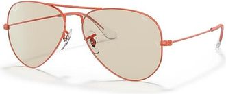 Ray-Ban Aviator Solid Evolve Sonnenbrillen Rot Fassung Braun Glas 55-14