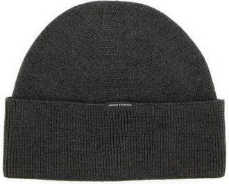 A|X Armani Exchange Bonnet &agrave; large revers en laine vierge et coton m&eacute;lang&eacute;s