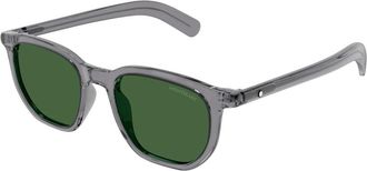 Montblanc Geometrische Acetat-Sonnenbrille mit Snowcap-Logo - - Accessories - Herren - Grau - 50 MM