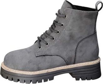 Generic Bottines &agrave; lacets pour femme - Talon bas et &eacute;pais - &Eacute;l&eacute;gantes - Bout rond - D&eacute;contract&eacute;es - Classiques - Antid&eacute;rapantes - Confortables - Coupe large -