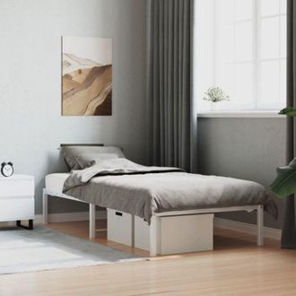 vidaXL Cadre de lit m&eacute;tal blanc 90x190 cm