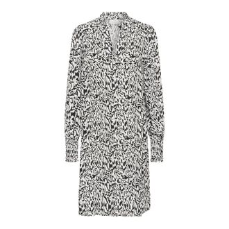 Kaffe Grafiklinien Kleid mit Smock-Manschetten - - Dresses - Damen - Schwarzk - XS