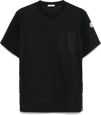 Moncler Femme, Tops, Noir, Taille: 38 FR Pocket Detail T-Shirt