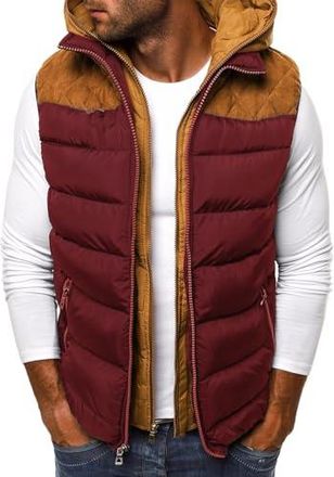 Feoya Veste Matelassée sans Manche Homme Coton Gilet Doudoune à Capuche Hiver Chaud XL Manteaux Blouson sans Manches Rembourré Grande Taille Gilet avec Capu