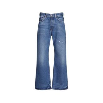 Acne Studios Jean droit en coton et cuir