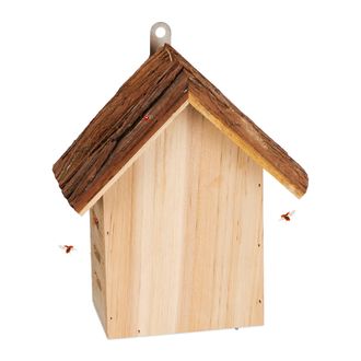 Relaxdays Marienkäferhaus, Marienkäferhotel Garten, zum Aufhängen, Holz, B, Natur