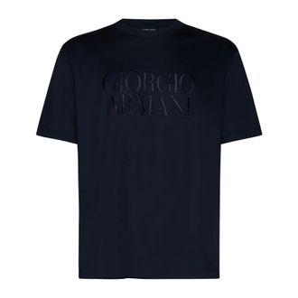 Giorgio Armani Blaue Jersey Logo T-shirts Polos - - Tops - Herren - Blau - 2XL