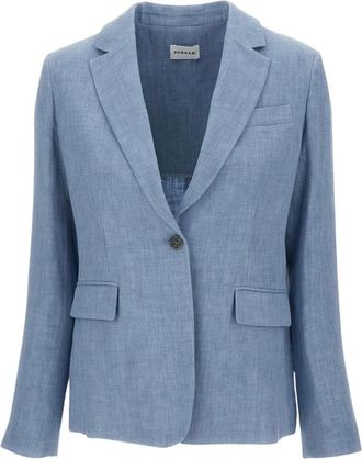 P.A.R.O.S.H. P.a.r.o.s.h., Femme, Vestes, Bleu, Taille: 40 FR Blazer Crois&eacute; &agrave; Revers Crant&eacute;s