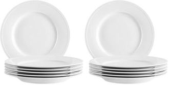 M&auml;ser Serie Arlona, Teller Set f&uuml;r 6 Personen, 6 Speiseteller aus Porzellan, zeitlos, elegant, Porzellan, wei&szlig; (Packung mit 2)