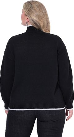 Miamoda Damen gro&szlig;e Gr&ouml;&szlig;en &Uuml;bergr&ouml;&szlig;en Plus Size Pullover, gesticktes Herz, Stehkragen schwarz 46+ 845928100-46+