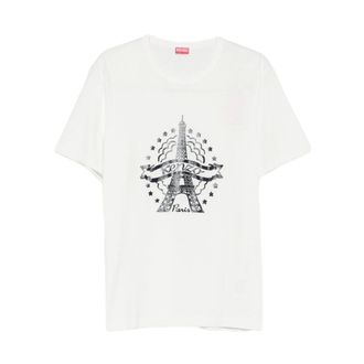 Kenzo T-shirt en coton &agrave; col rond - Homme - Tops - Blanc - Taille: XL