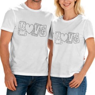 Generic Chemises de Saint-Valentin pour couples, coeur damour | T-shirts graphiques &agrave; manches courtes et col rond en coton pour hommes, hauts tendance, pour l