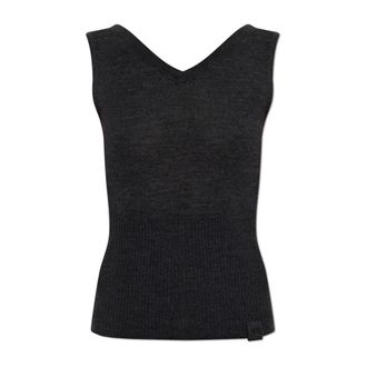 Victoria Beckham Woll-Oberteil mit V-Ausschnitt - - Knitwear - Damen - Grau - XS