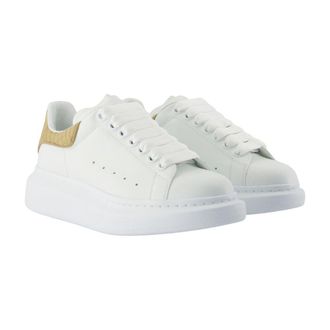 Alexander McQueen Womens Oversized Leather Sneaker White Calfskin