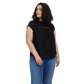 Vero Moda CURVE VMDEBBIE Pleat S/L Top WVN GA Curve Noos Blouse, Black, 54 Grande Taille Femme