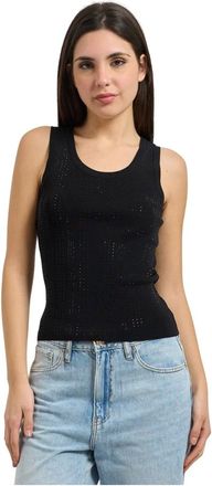 Fracomina Femme, Tops, Noir, Taille: 42 FR Slim Sleeveless Knit Top