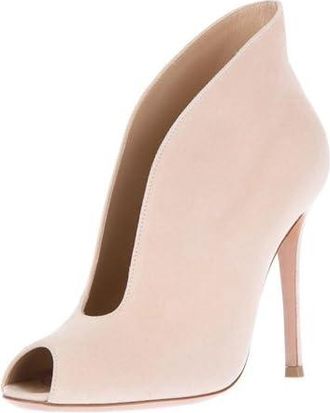 Generic Bottines &agrave; Talons Aiguilles en Daim pour Femme, Escarpins Classiques Confortables &agrave; Bout Ouvert, Bottines Courtes Chaussures de Soir&eacute;e Vintage Unies p