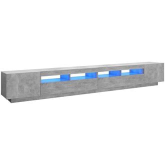 vidaXL Vidaxl - Meuble tv avec lumi&egrave;res led Gris b&eacute;ton 300x35x40 cm