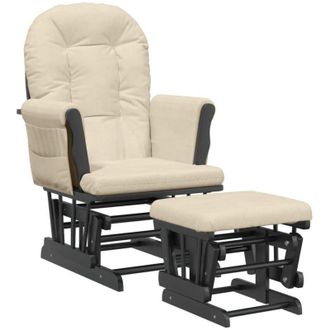 vidaXL Schaukelsessel mit Hocker Gleitend Cremewei&szlig; Stoff - Vidaxl