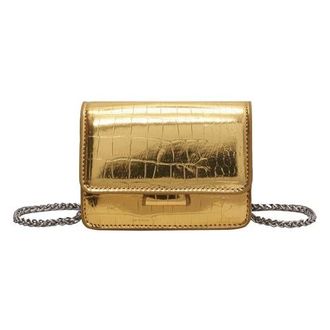 Generic Mini sac &agrave; bandouli&egrave;re pour femme, petit sac &agrave; main carr&eacute; en cuir synth&eacute;tique avec sangle de cha&icirc;ne, sac &agrave; bandouli&egrave;re tendance pour f&ecirc;te, rendez-vous