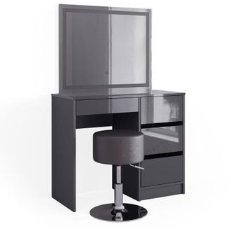 Vicco Coiffeuse Sherry, Anthracite, 90 cm avec miroir led et tabouret