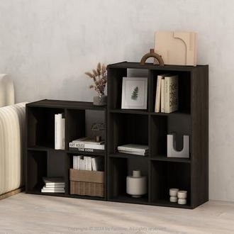 Furinno Pelli Cubic Aufbewahrungsschrank, B&uuml;cherregal, B&uuml;cherwand, 4 W&uuml;rfel, Espresso