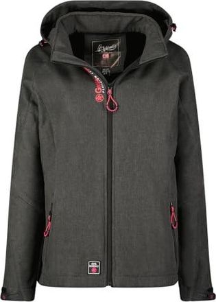 Geographical Norway Tereze Lady Veste Softshell Capuche Femme Impermeable Outdoor - Blouson Coupe Vent Resistant - Activites En Exterieur Randonnee Ski Automne Hiver Prin