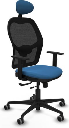 Piqueras y Crespo B&uuml;rostuhl mit 1D-Armen, h&ouml;henverstellbare Lendenwirbelst&uuml;tze und festes Kopfteil, ausgestattet mit Syncro/Traslack und injiziertem Schaumstoff, Schwar