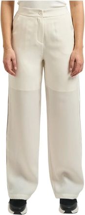 Guess Femme, Pantalons, Blanc, Taille: 36 FR Side Stripe Wide Pantalons