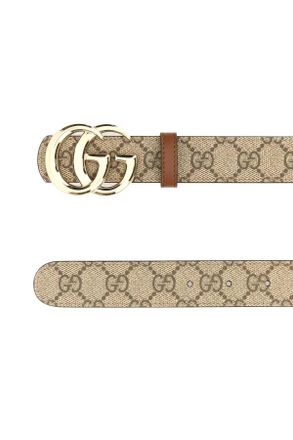 Gucci Womens Printed Canvas Reversible Belt Beigeebonysundial Cinture