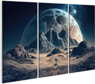 Islandburner Prime Bild auf Leinwand Fantasielandschaft Berge Wolken Aufgehender Mond Bilder Wandbilder Poster