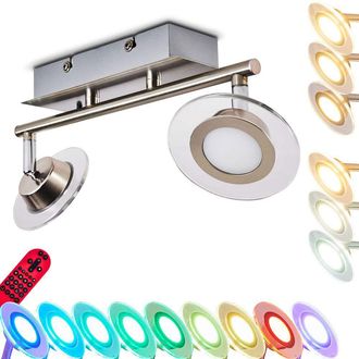 HOFSTEIN LED Deckenleuchte Marsen, dimmbare Deckenlampe aus Metall/Kunststoff in Nickel-matt, 2-flammig, 2x LED 4,3 Watt, 400 Lumen (insgesamt), Lichtfarbe 270