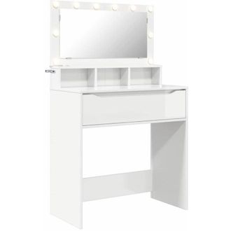 vidaXL Tables de maquillage pour chambre avec tiroir Blanc brillant vidaXL