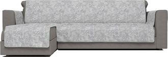 Italian Bed Linen Glamour Rutschfester Sofabezug mit linker Halbinsel, Hellgrau, 290 cm