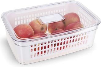 Com-Four Bo&icirc;te fra&icirc;cheur avec panier dinsertion 3,6 L - R&eacute;cipient de conservation en plastique avec couvercle - Bo&icirc;te de conservation pour fruits, l&eacute;gumes, via