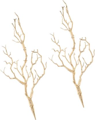 DOITOOL 2 St&uuml;ck K&uuml;nstliche Zweige aus Kunststoff Naturgetreu Dekorative Baumzweige in Gold Langlebige Deko f&uuml;r Zuhause Vasenf&uuml;llung und Wohnraumgestaltung