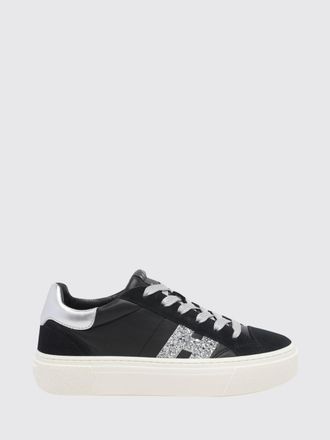 Hogan Crosswind Sneaker aus Nappa- und Veloursleder mit Glitzer-Logo und Plateausohle