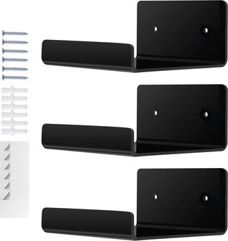 Generico Schwebende Wandregale aus Acryl, 3 St&uuml;ck, transparentes Aufbewahrungsregal, langlebiges Organizer-Regal, minimalistisches Regal f&uuml;r Mieter, Designer, 