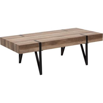 Beliani Table Basse Rectangulaire avec Plateau en MDF Effet Bois Clair et Pieds Noirs pour Salon au Style Moderne et Industriel Beliani