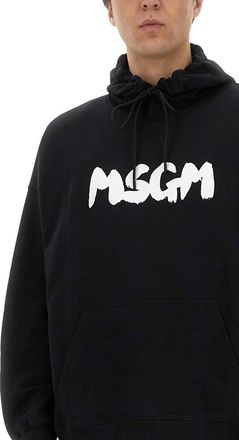 Msgm Cotton Hoodie Sweatshirt - Black