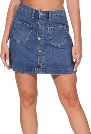Only Damen Mini Jeans Rock ONLAmazing kurzer Damenrock sichtbare Knopfleiste 15349035 Medium Blue Denim S