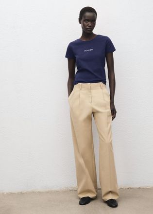 Mango T-shirt logo en coton bleu marine - Femme - L - MANGO