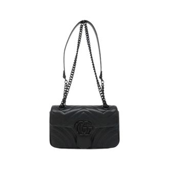 Gucci Pre-owned Sac bandouli&egrave;re matelass&eacute; GG Marmont en cuir Chevron - Femme - Pre-owned - Noir - Taille: ONE Size