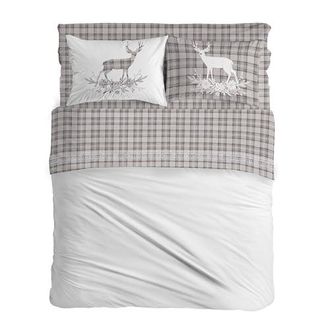 Pensieri delicati Bettw&auml;sche-Set f&uuml;r Doppelbett, Flanell, 100% Baumwolle, warm und weich, f&uuml;r Doppelbett 180 x 200 cm, inklusive Spannbettlaken, Oberlaken und 2 Kissenb