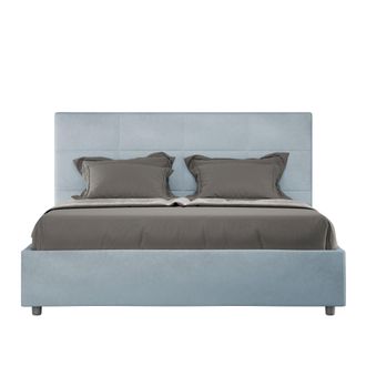 ITYhome Letto Alla Francese Rivestito In Microfibra - Mika - Tipologia Letto: Con Rete - Dimensione Rete: 140x200 - Colore: Azzurro